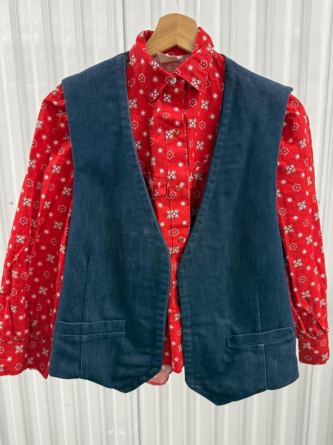 Kids Vintage Western Button up and Denim Vest Pearl Snap Kids Kountry ...