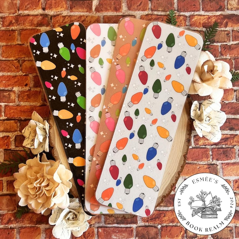 Christmas Lights Bookmark | Laminated Bookmark | Stocking Stuffer ...