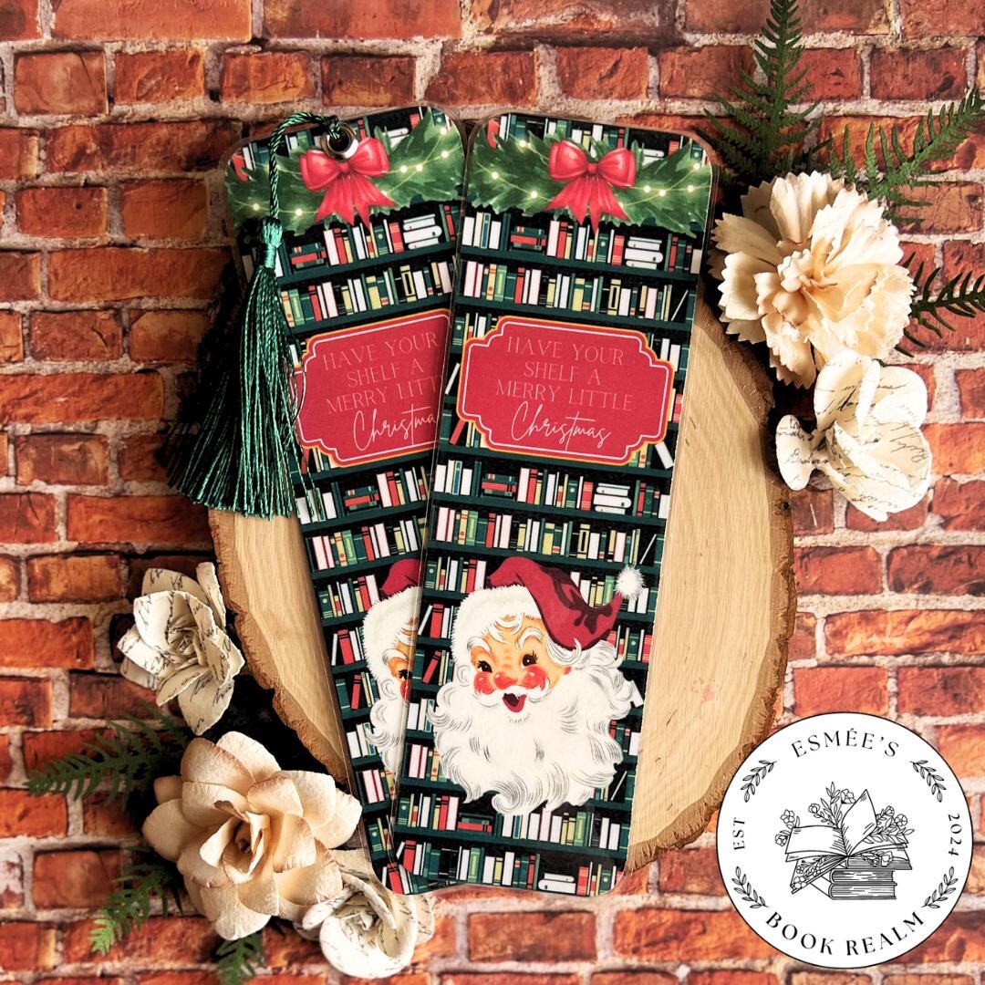 Santa Bookmark | Laminated Bookmark | Bookish Gift | Christmas Bookmark ...