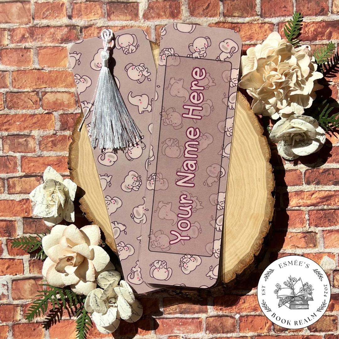 Elephant Bookmark | Laminated Bookmark | Personalization Bookmark | Kid ...