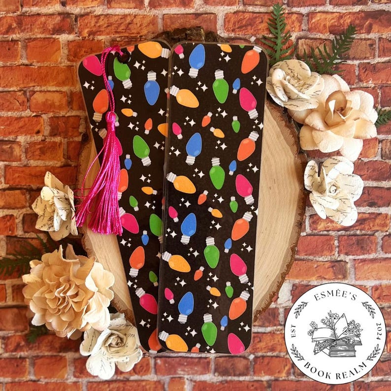 Christmas Lights Bookmark | Laminated Bookmark | Stocking Stuffer ...