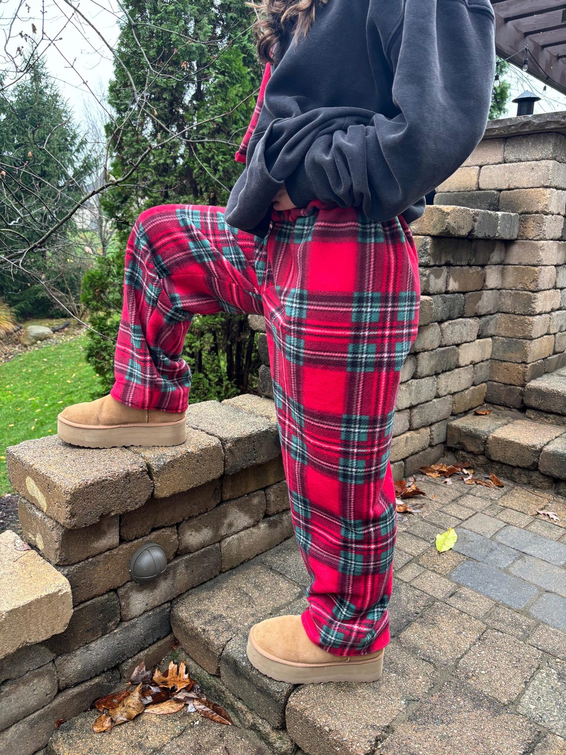 Red Plaid Fleece Pajama Pants - Etsy