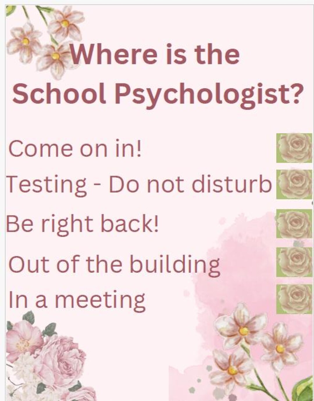 Pink Where is the School Psychologist Door Sign - Etsy