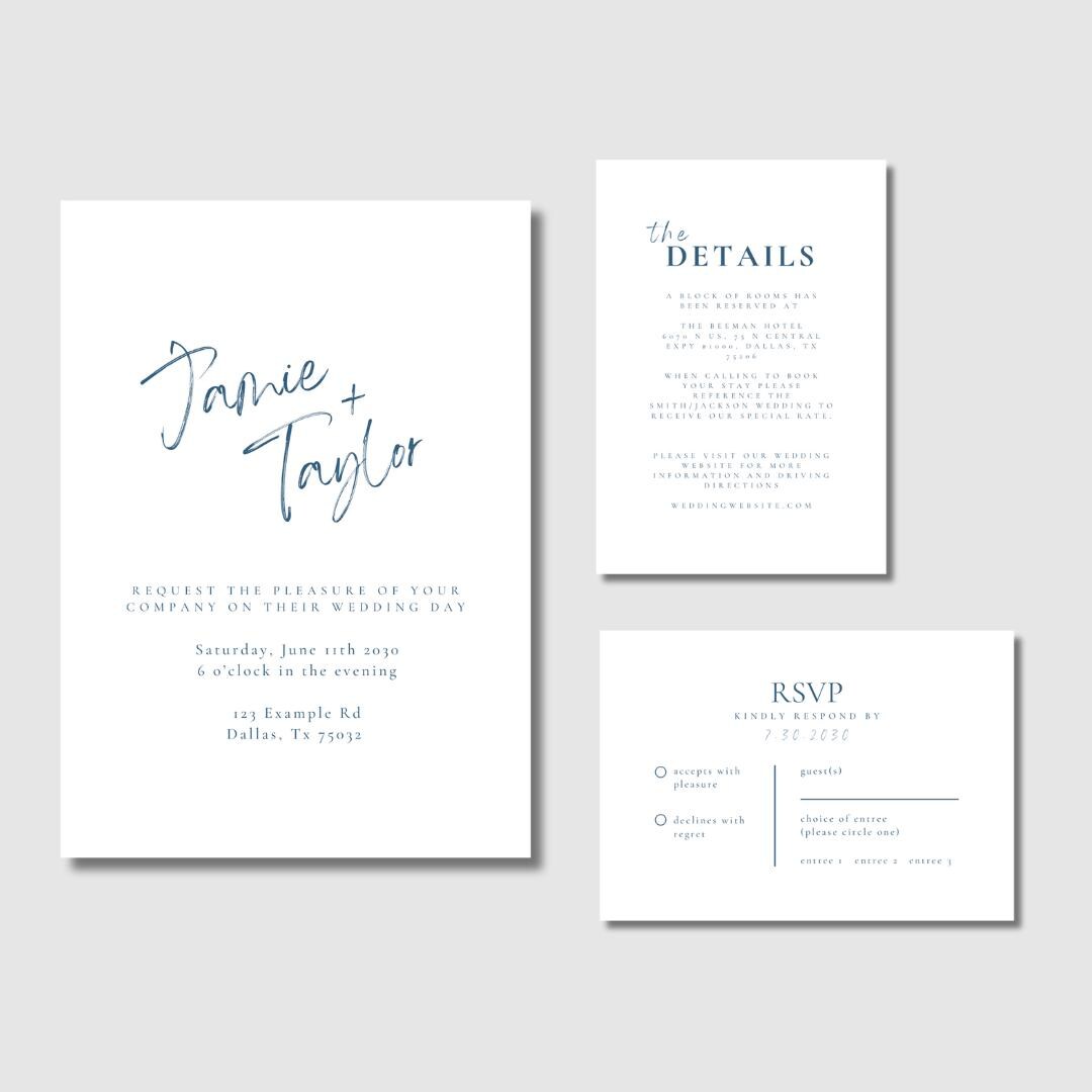 Elegant Wedding Invitation, Custom Wedding Suite, Printed Wedding ...
