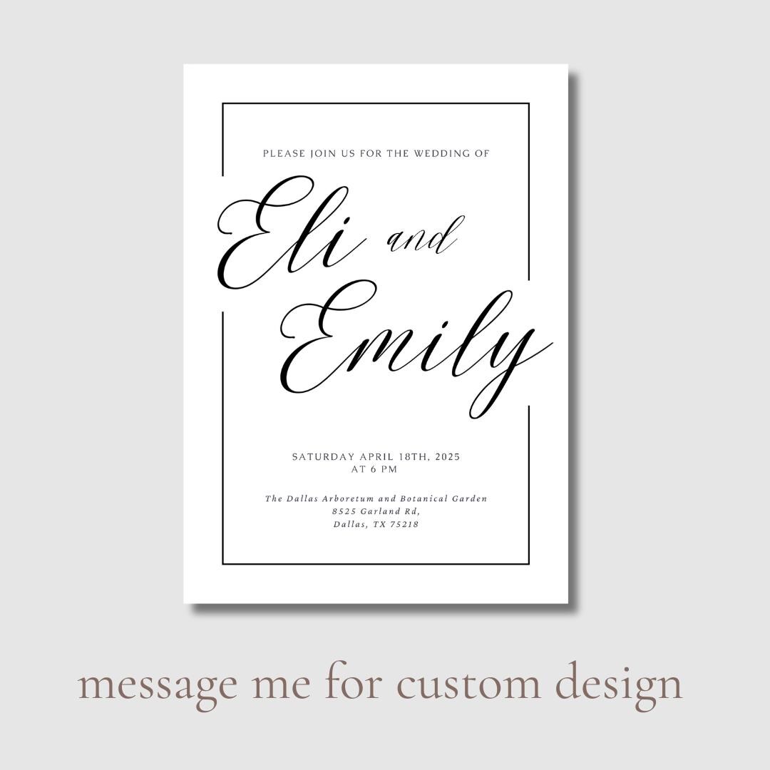 Elegant Wedding Invitation, Custom Wedding Suite, Printed Wedding ...