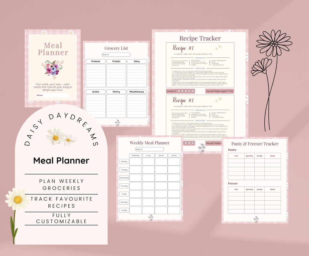 Daisy Daydreams Meal Planner | Soft Girl Printable Food Journal ...