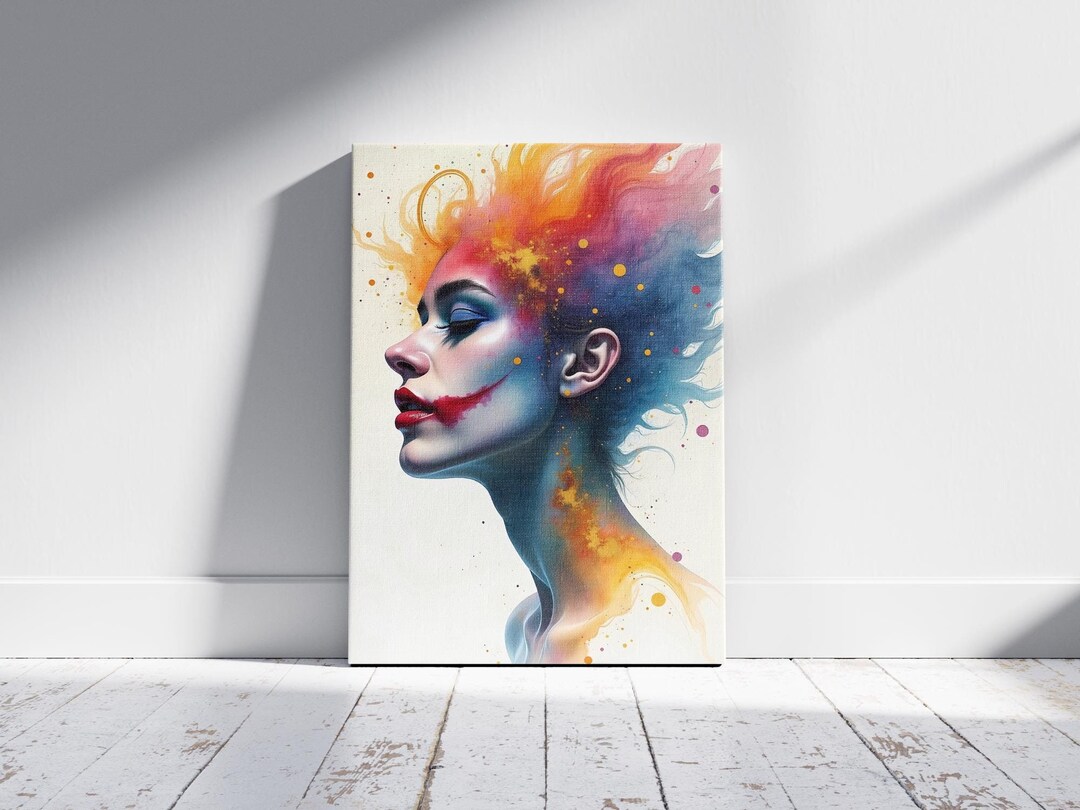 Mystic Surreal Joker Watercolor Portrait – Abstract Digital Art ...