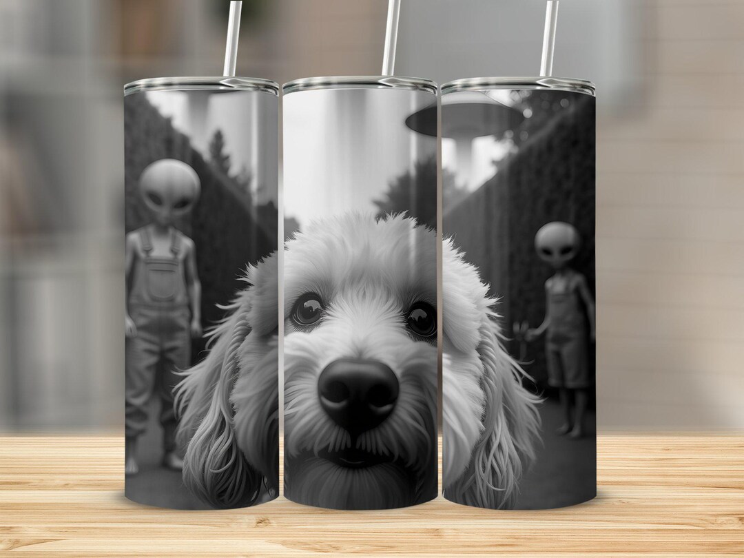 Adorable Alien Abduction Dog Tumbler, Cute Alien Theme Gift, Unique Dog ...