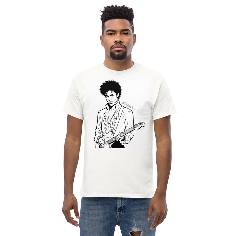 Prince Line Art T-shirt – the Purple One, Ruffled Shirt & Guitar - Etsy