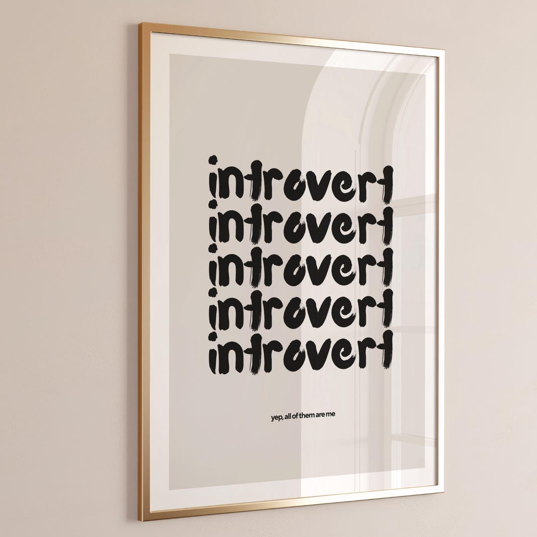 Introvert Quote Poster Typographic Digital Wall Art Cozy Home Decor ...