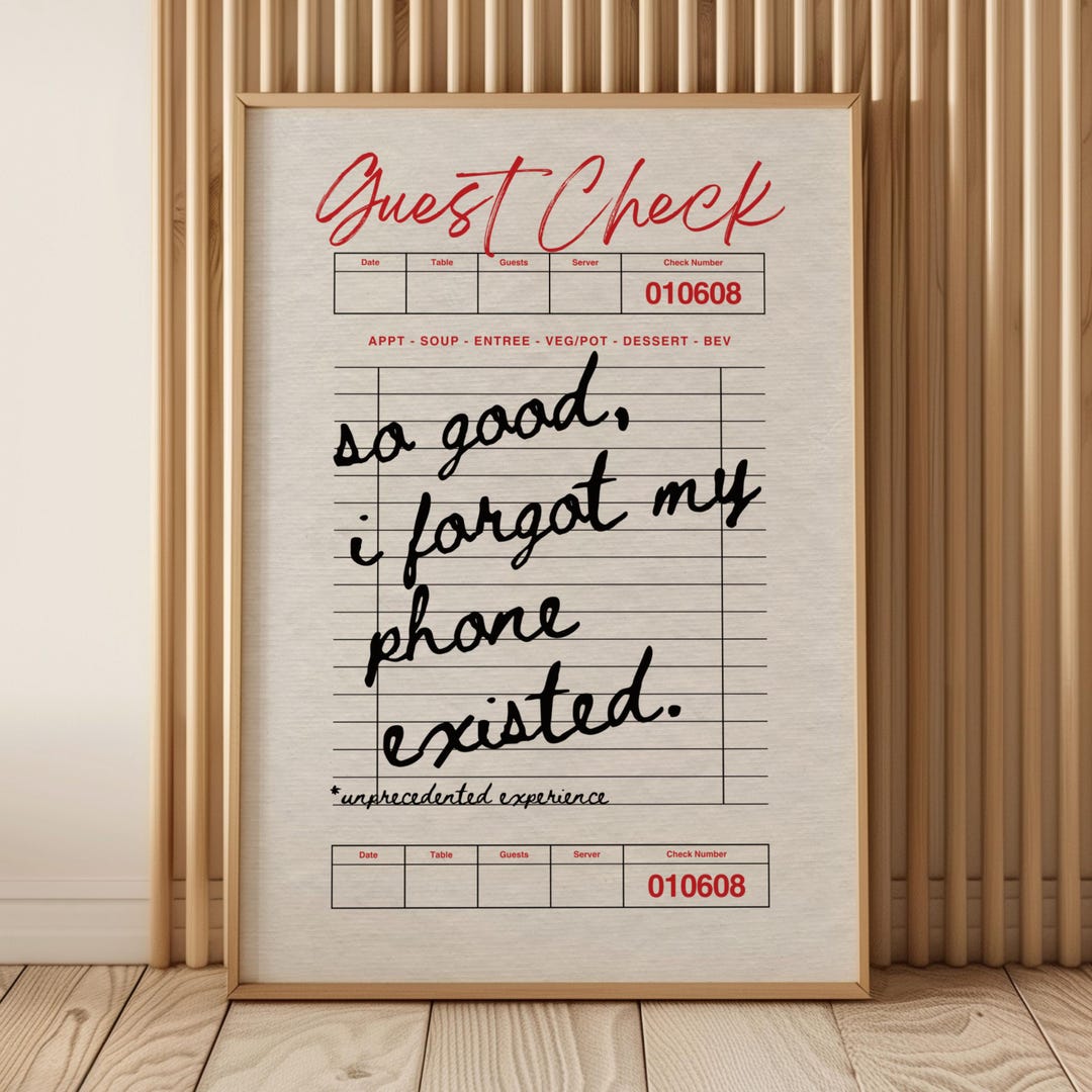 Trendy Guest Check Poster Funny Apartment Decor Phone Free Zone Sign ...
