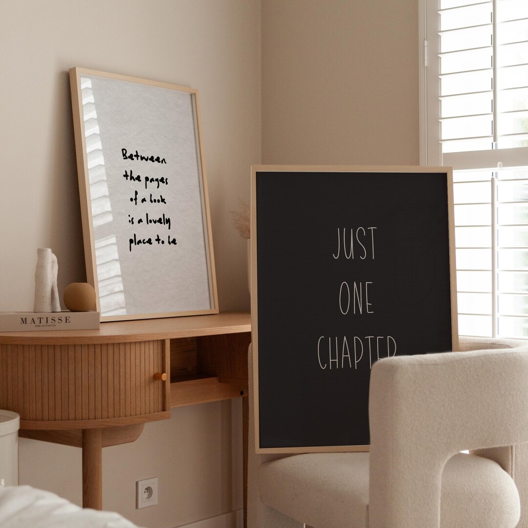 Book Lover Wall Art Set - Minimalist Reading Nook Decor -black and ...