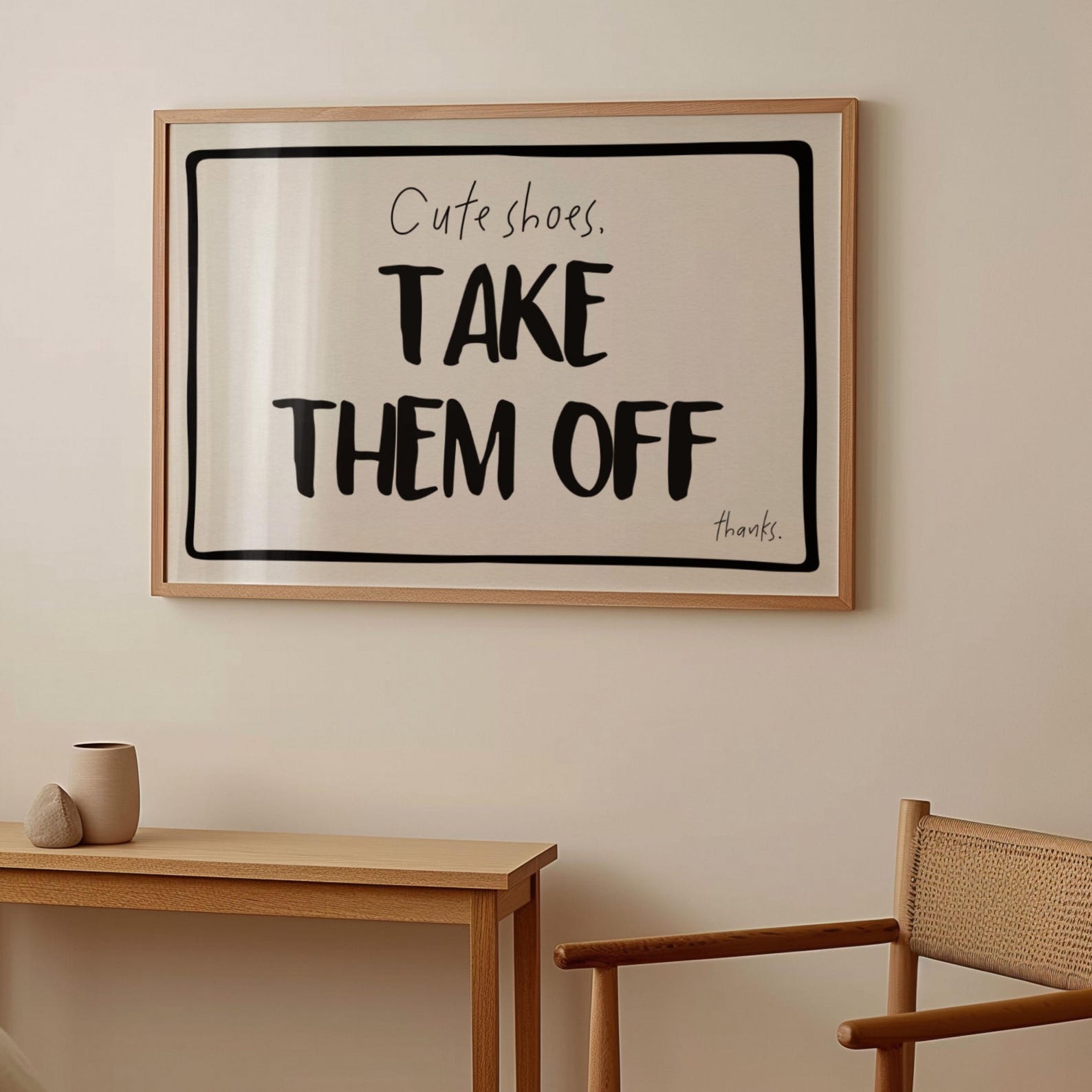 Modern Entryway Wall Art Fun Shoe-off Sign Horizontal Mudroom Wall ...