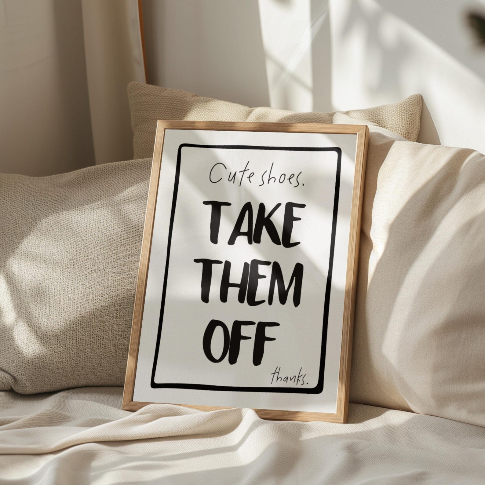 No Shoes Sign Printable Modern Entryway Decor Funny Hallway Print ...