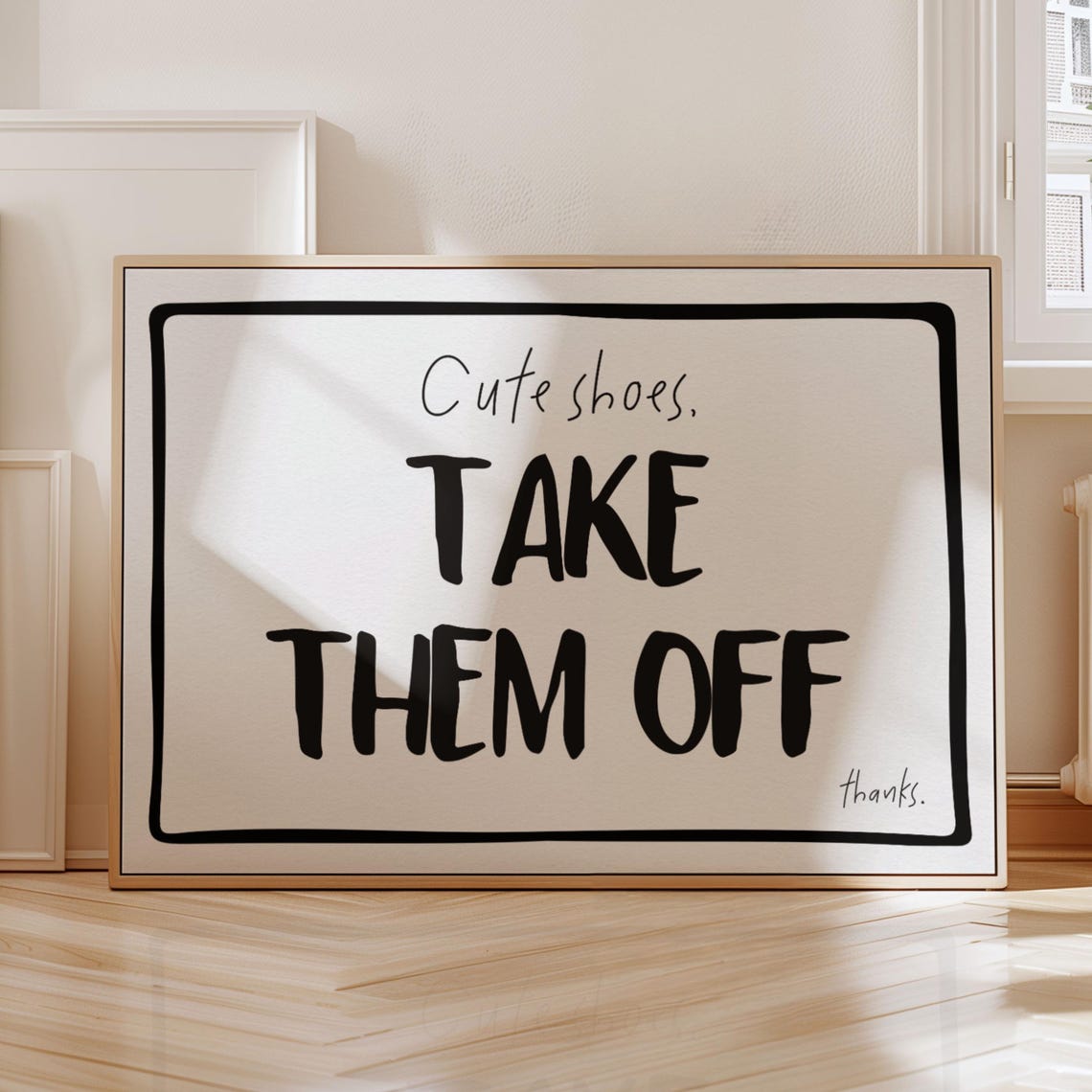 Modern Entryway Wall Art Fun Shoe-off Sign Horizontal Mudroom Wall ...