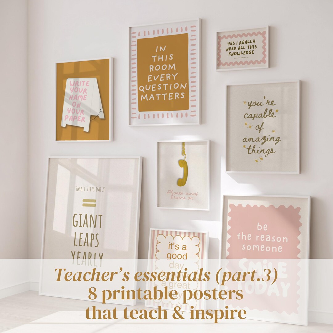 Classroom Wall Art - 8 Printable Posters - Teacher Essentials Decor ...