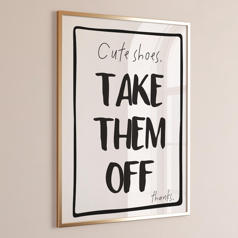 No Shoes Sign Printable Modern Entryway Decor Funny Hallway Print ...