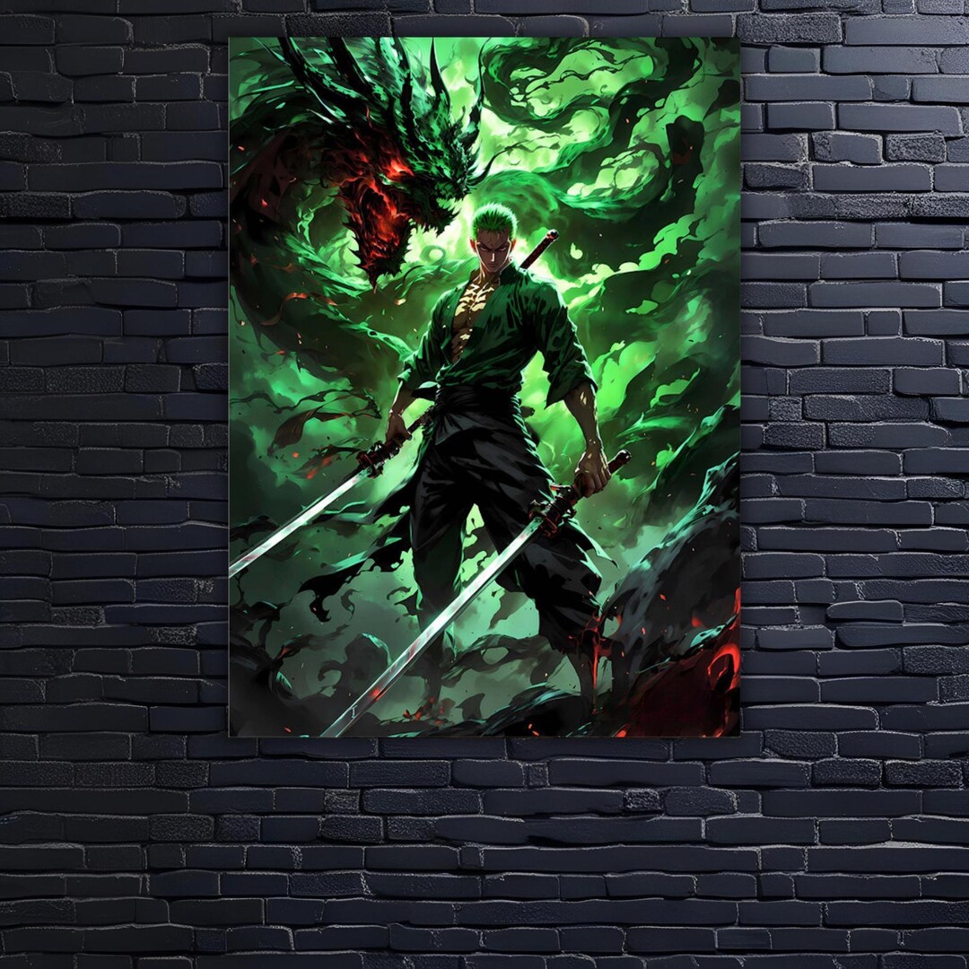Roronoa Zoro Metal Wall Art – One Piece Anime UV Print – Customizable ...