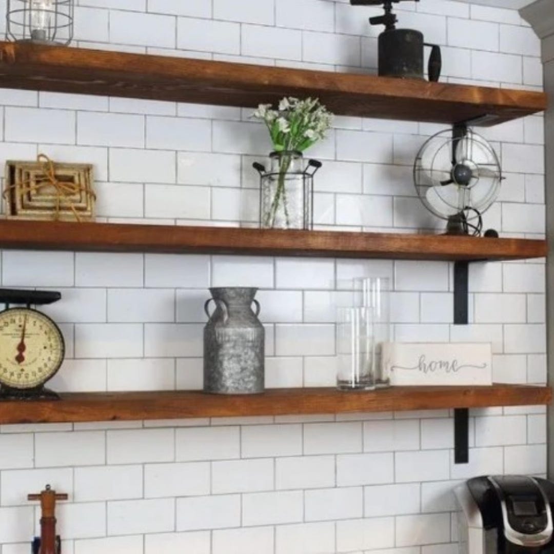 Rustic Floating Shelf, Height 1.57 Inch, Shelf With bottom Hanging ...