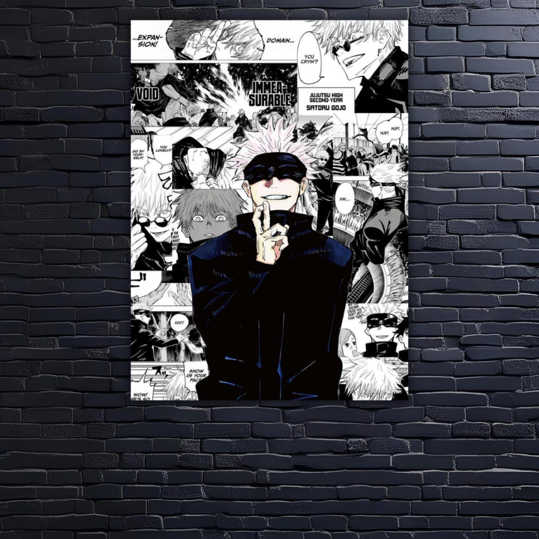 Gojo Satoru Jujutsu Kaisen Manga Collage Metal Wall Art - Anime Poster ...