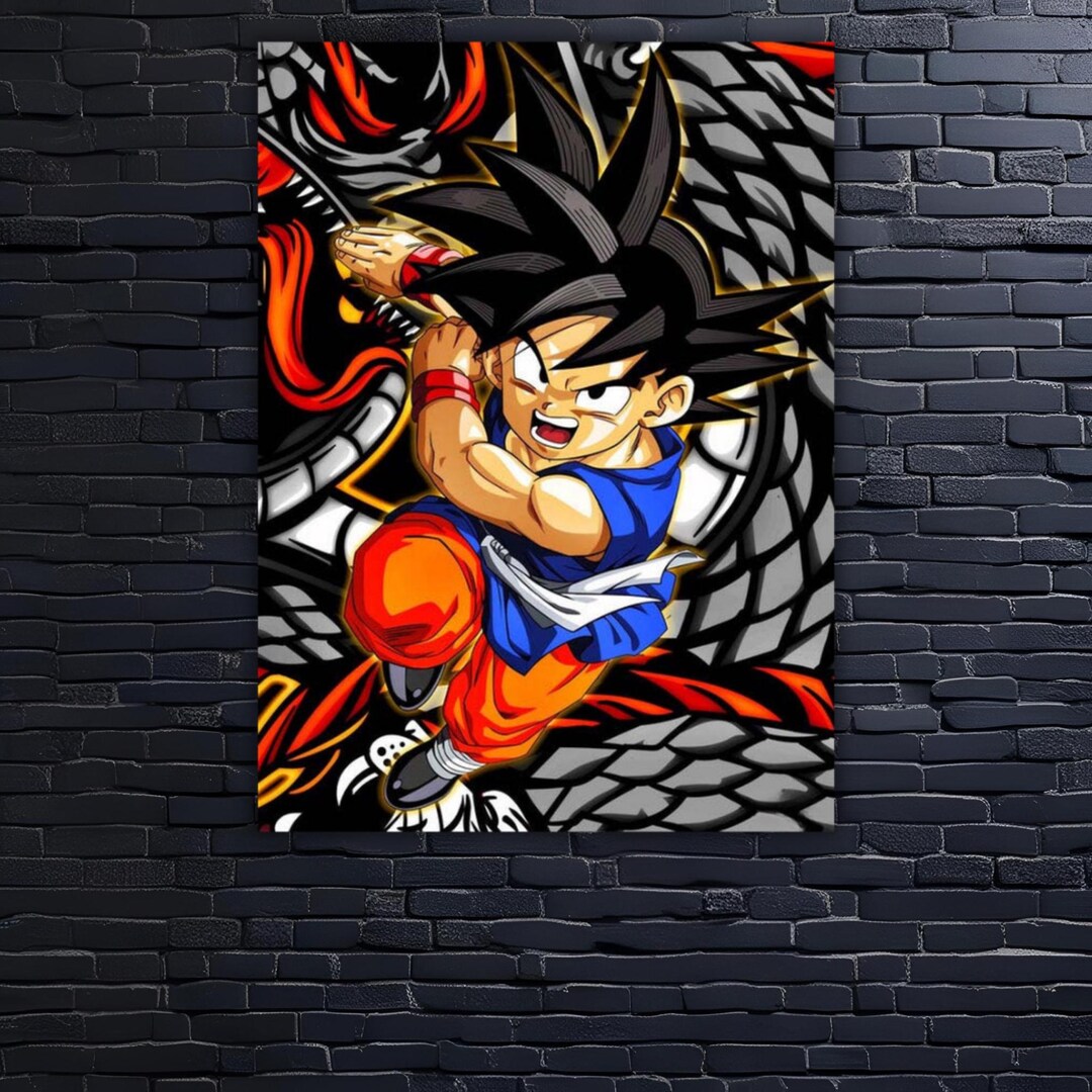 Young Goku Metal Wall Art: Dragon Ball Anime UV Print, Customizable - Etsy