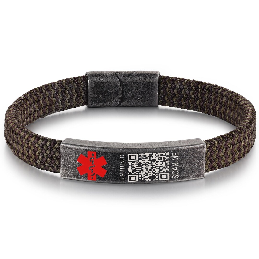 QR Code Medical Alert Bracelet, QR Code Tag Scan for Medical Info ...