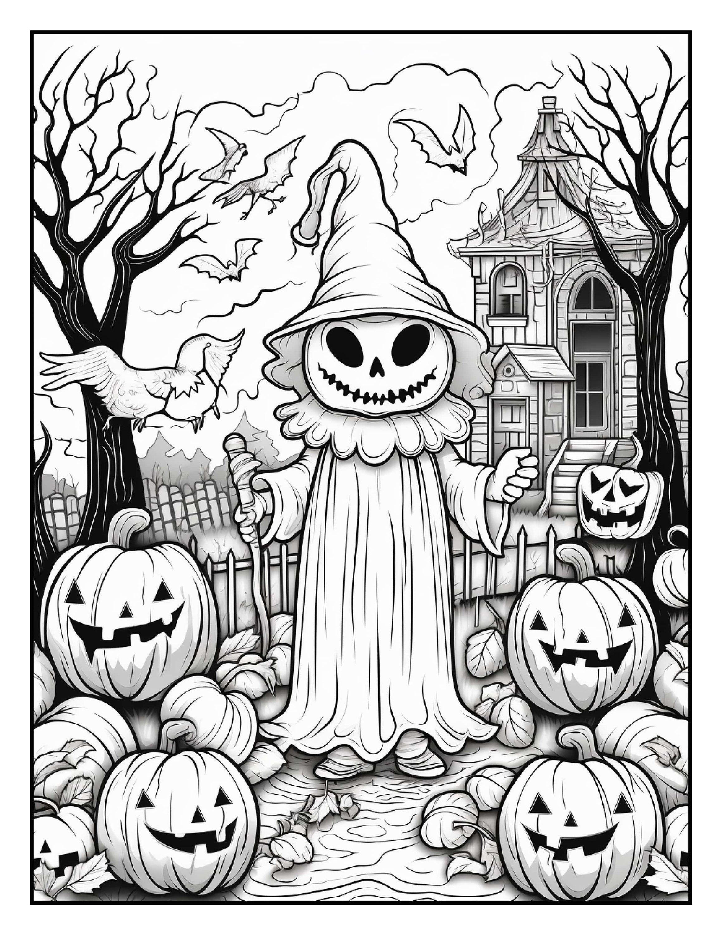 Halloween 10 Printable Coloring Pages Unique Illustrations Outline Line ...