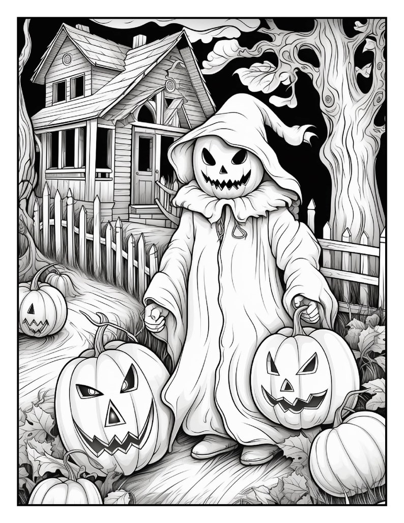 Halloween 10 Printable Coloring Pages Unique Illustrations Outline Line ...