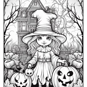 Halloween 10 Printable Coloring Pages Unique Illustrations Outline Line ...