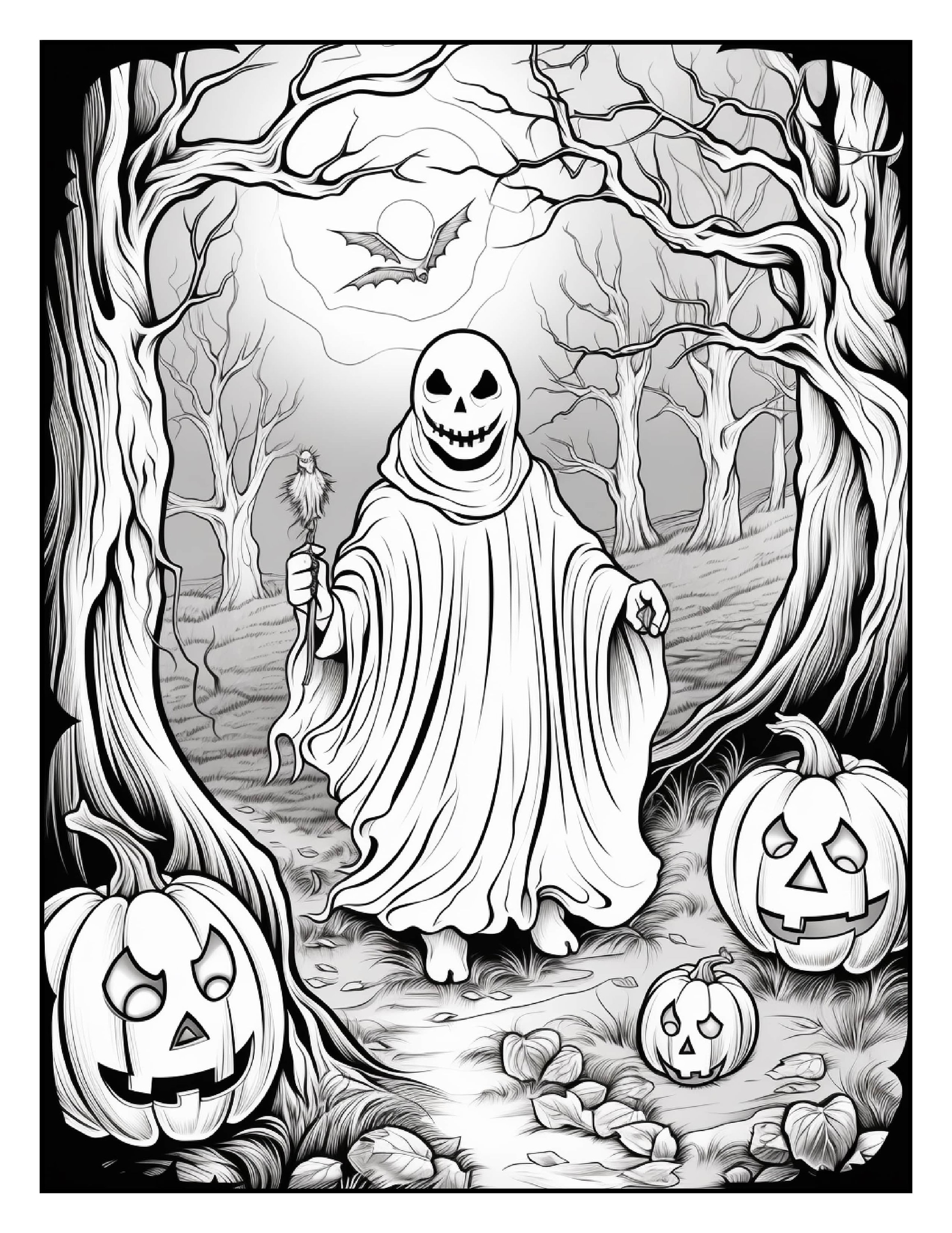 Halloween 10 Printable Coloring Pages Unique Illustrations Outline Line ...