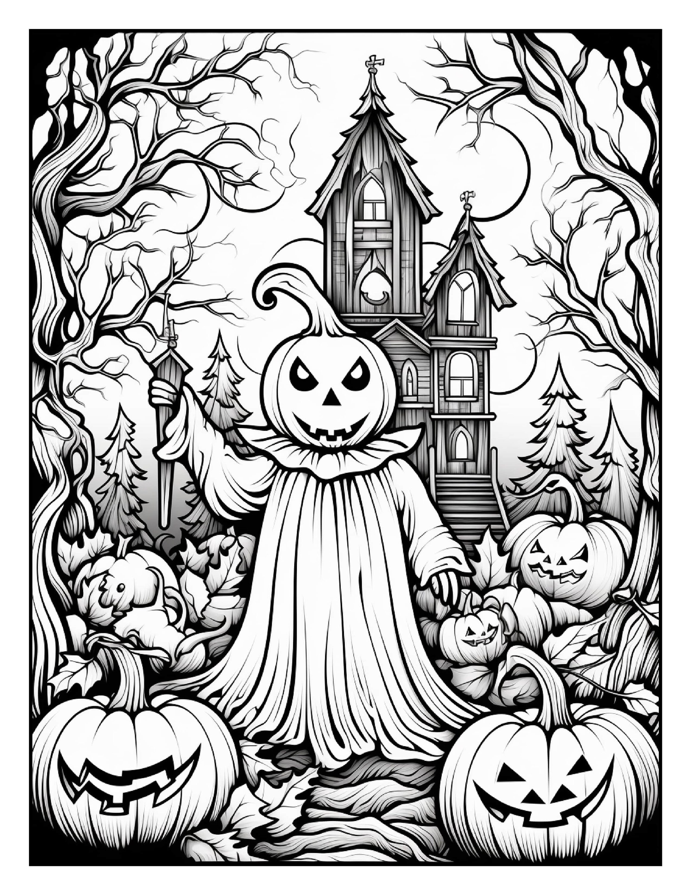 Halloween 10 Printable Coloring Pages Unique Illustrations Outline Line ...