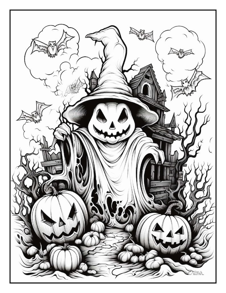 Halloween 10 Printable Coloring Pages Unique Illustrations Outline Line ...