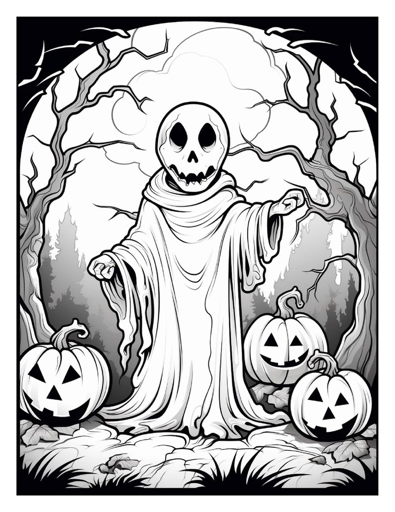 Halloween 10 Printable Coloring Pages Unique Illustrations Outline Line ...
