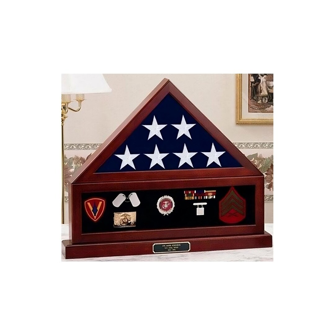 Military Flag & Medal Display Case: 3x5 Flag, Wood Base, Shadow Box - Etsy