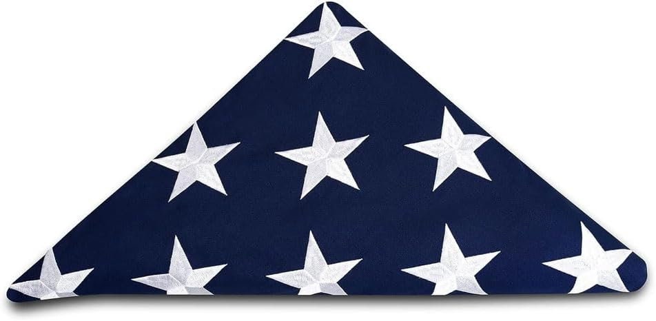 Pre-folded US Burial Flag: 5' X 9.5' Embroidered Cotton American Flag ...