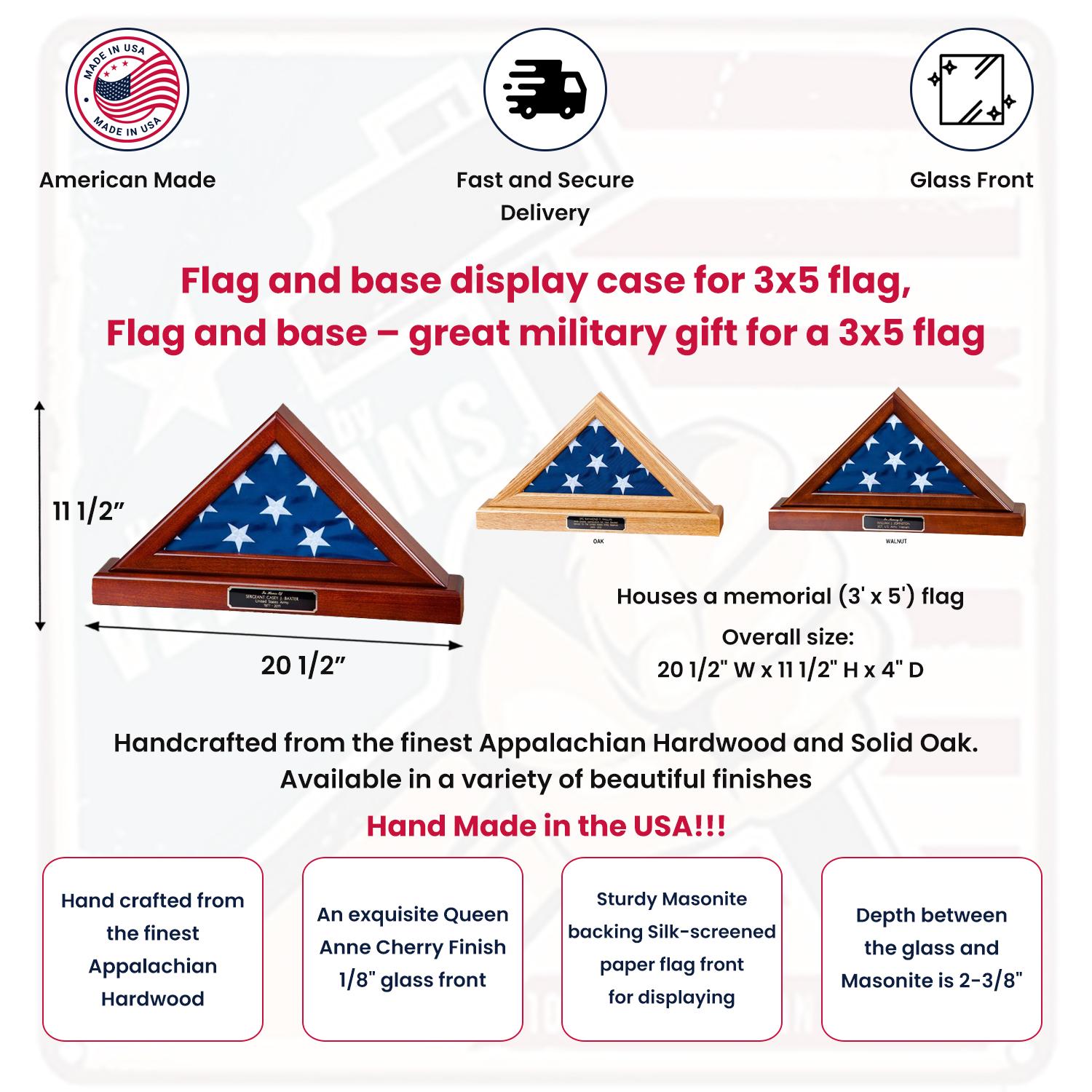 3x5 Flag Display Case: Appalachian Hardwood, Military Gift - Etsy