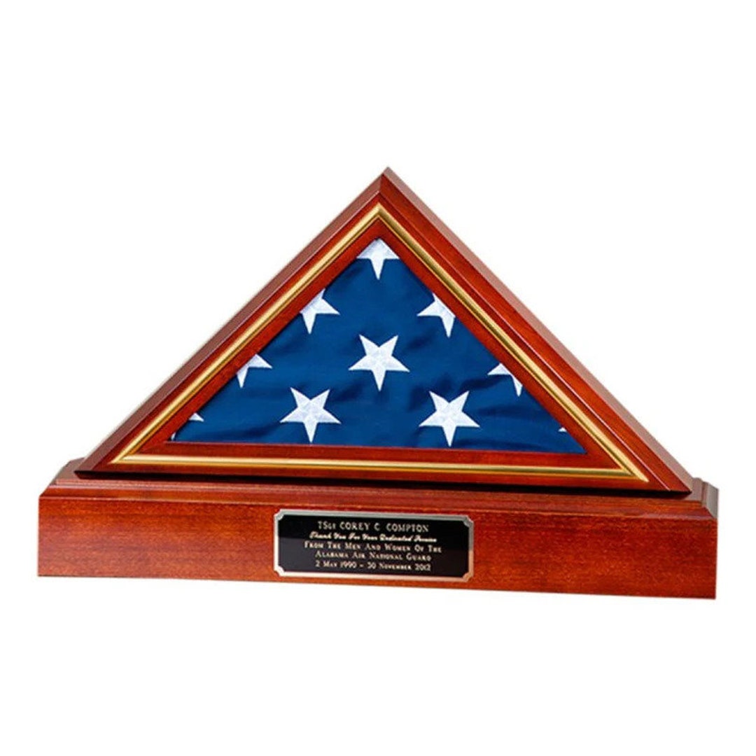 American Flag Display Case: Cherry Wood, Gold Trim, USA Made - Etsy