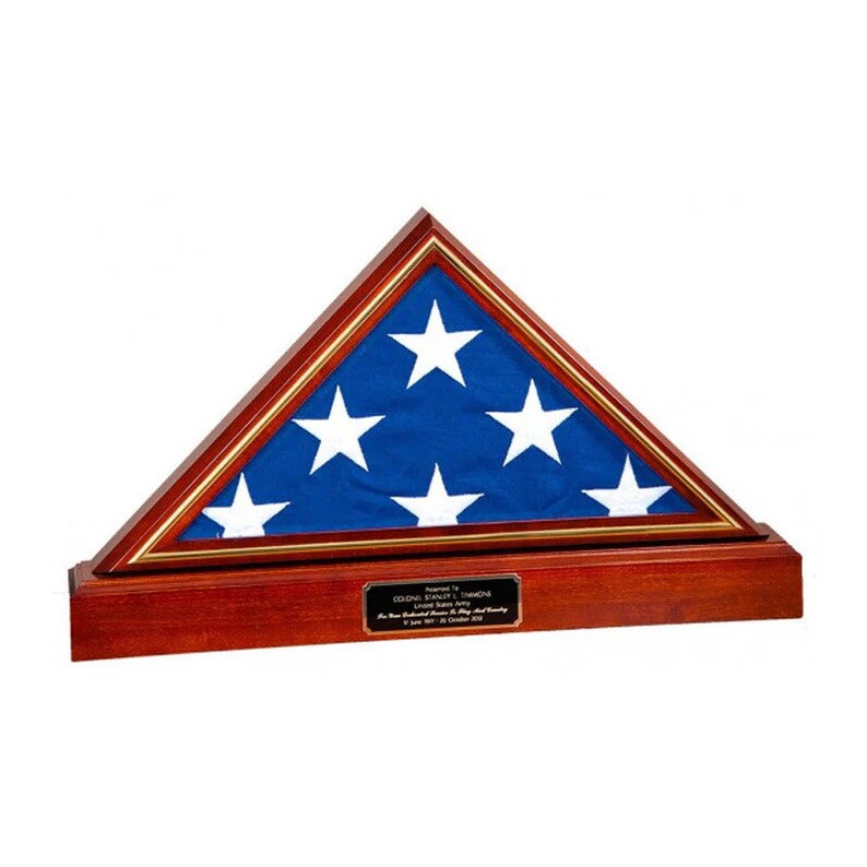 American Flag Display Case: Cherry Wood, Gold Trim, USA Made - Etsy