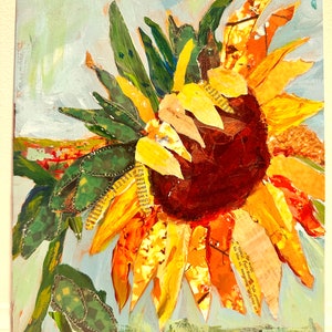 Mixed Media Sunflower Painting, Sunflower Art, Painting of Flowers ...