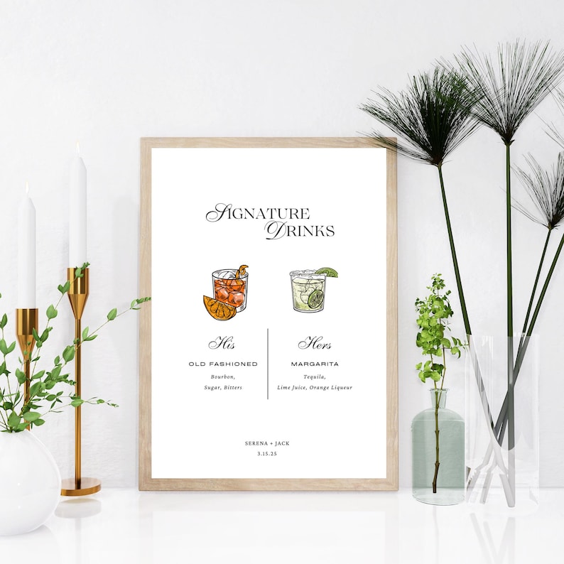 Signature Cocktail Sign, Signature Drink Sign, Bar Menu, Wedding Drink ...