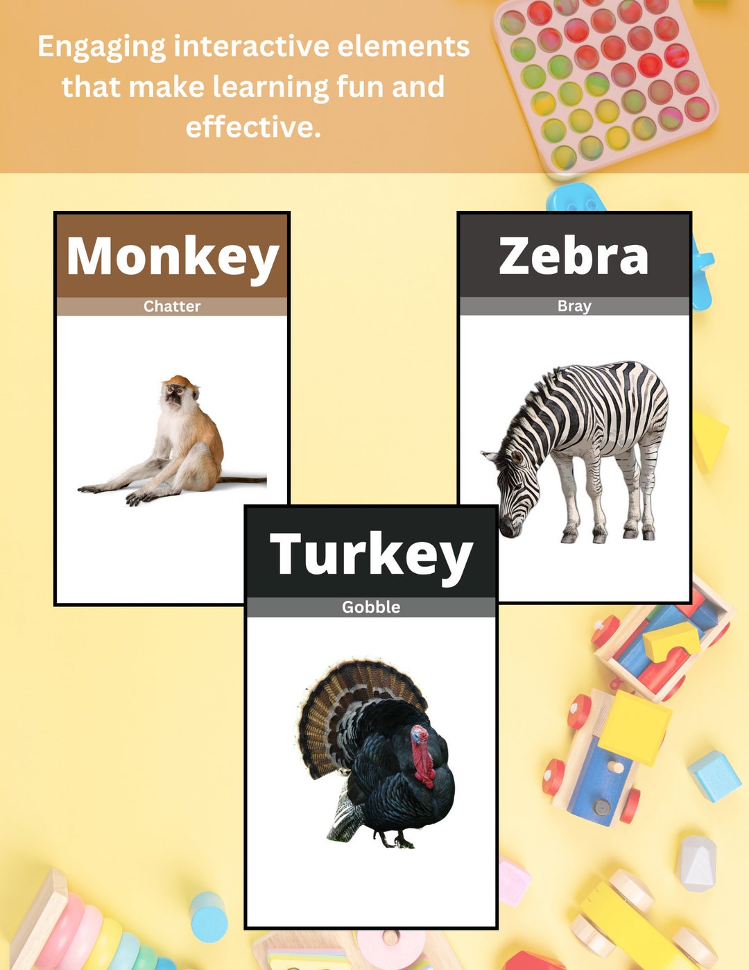 Digital Animal Flash Cards for Kids Common Animals Learning Tool - Etsy