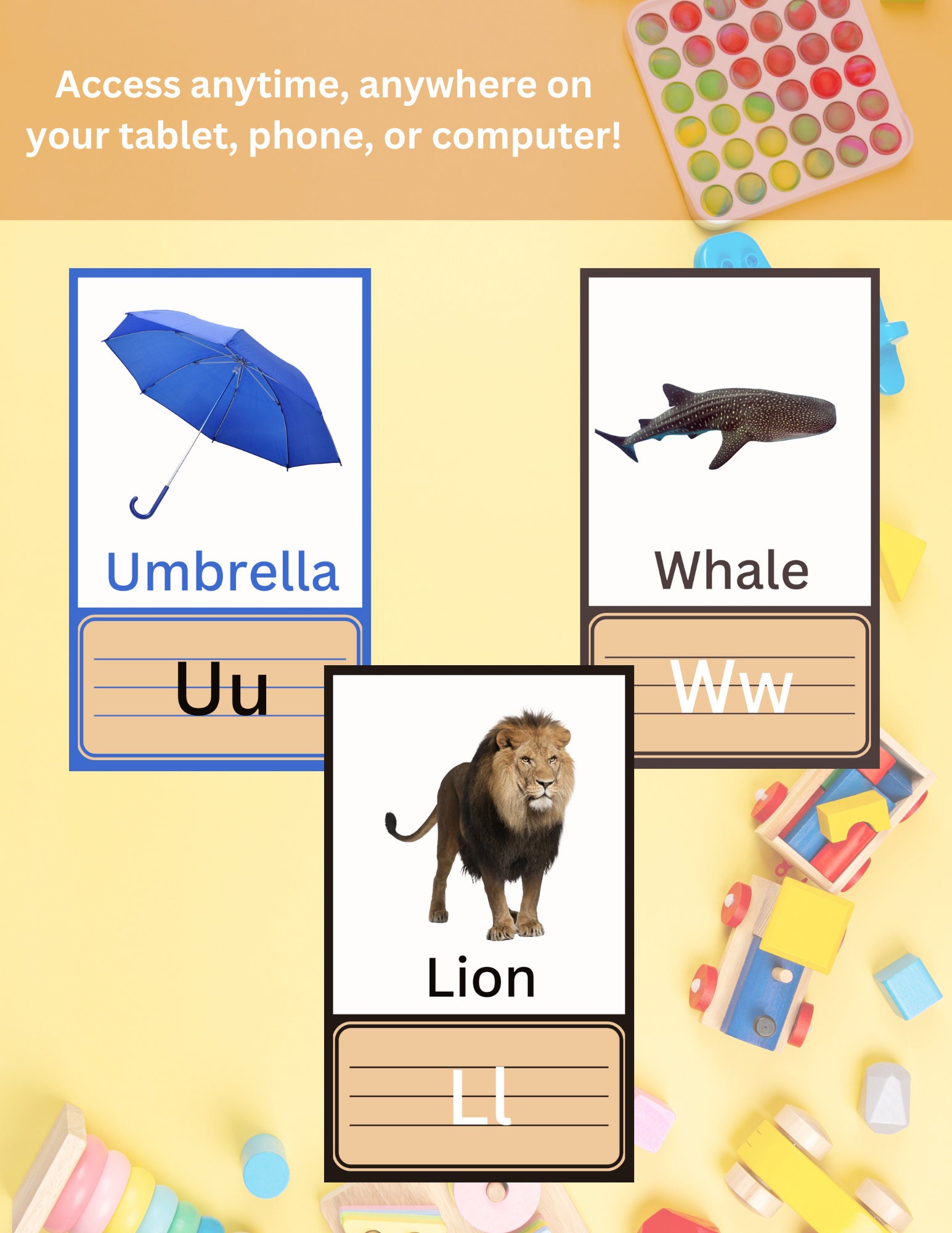 Digital Alphabet Flash Cards With Voice Over Educational English ...