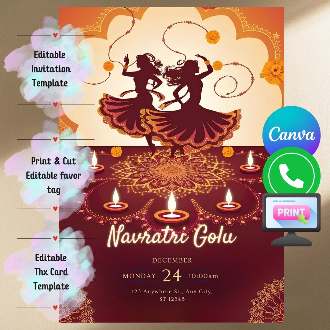 Customizable Navratri Golu Invitation Navratri Dandiya Nights Unique ...