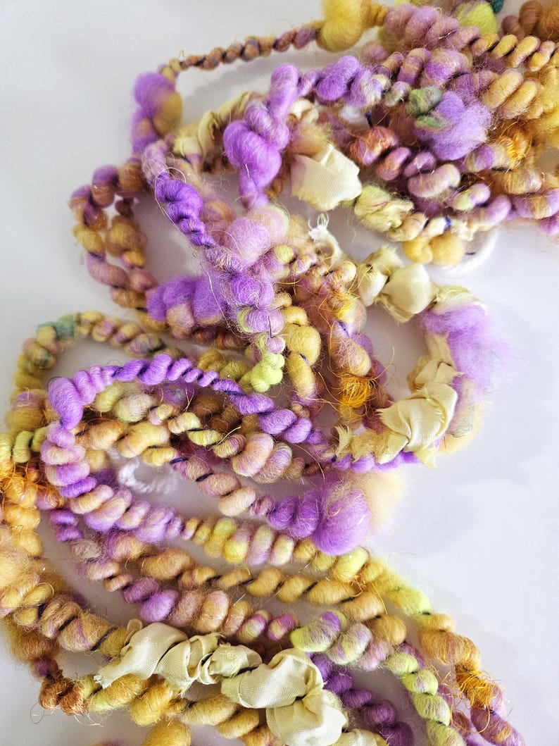 Textured Handspun Yarn, Scrappy Art Yarn, Super Bulky, Corespun, Thick ...