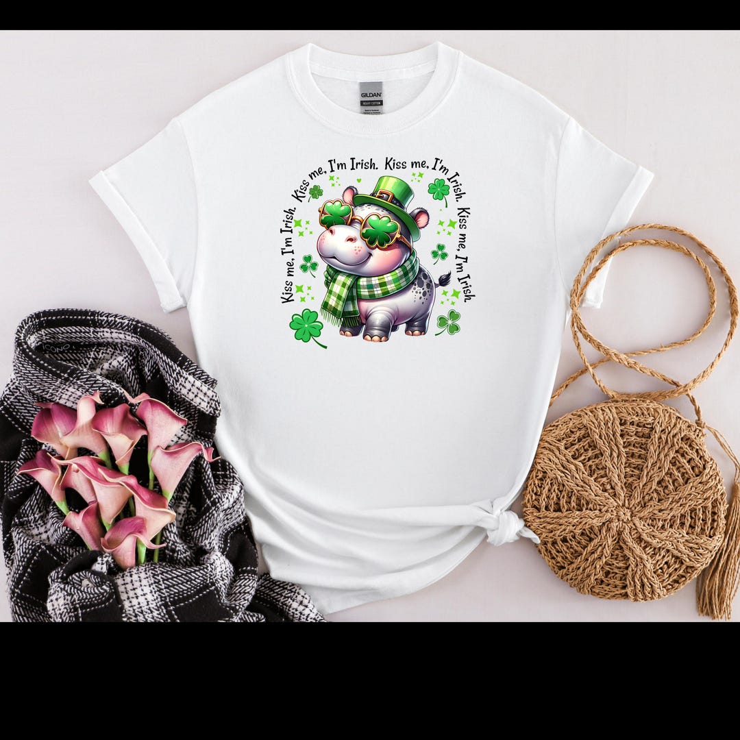 St. Patrick's Day Shirt, Hippo, Kiss Me I'm Irish, Gifts for Women ...