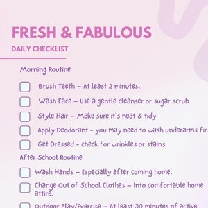 Daily Hygiene Checklist for Girls - Etsy