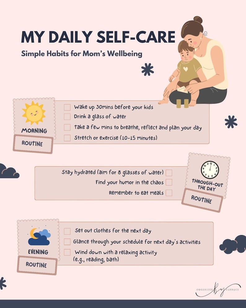 Daily Checklist for Mom's Self-care - Etsy