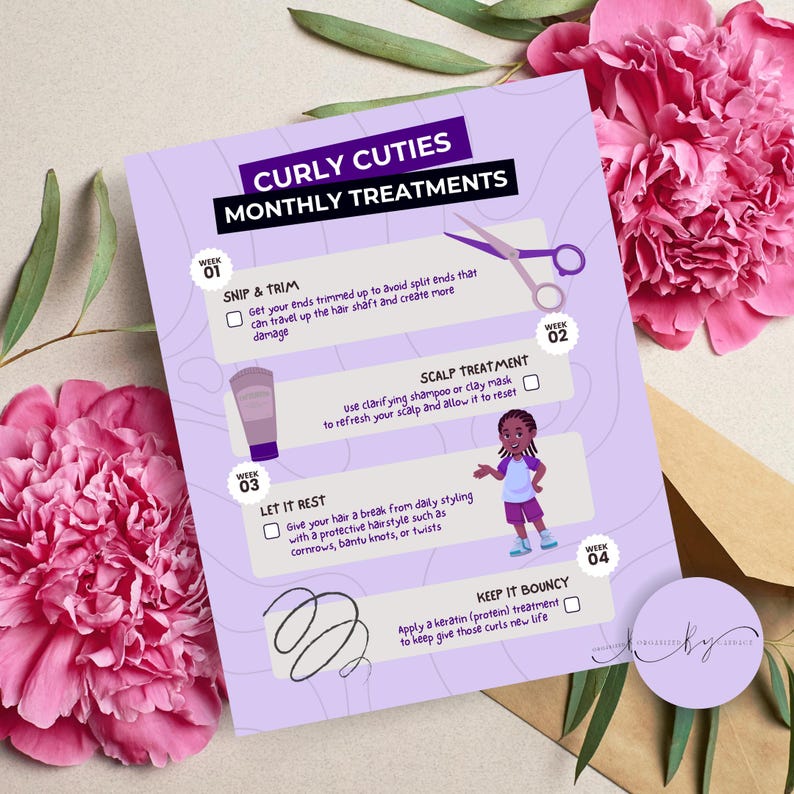 Curly Cuties Monthly Checklist - Etsy
