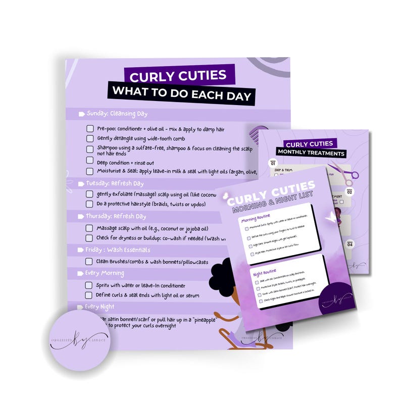 Curly Cuties Monthly Checklist - Etsy