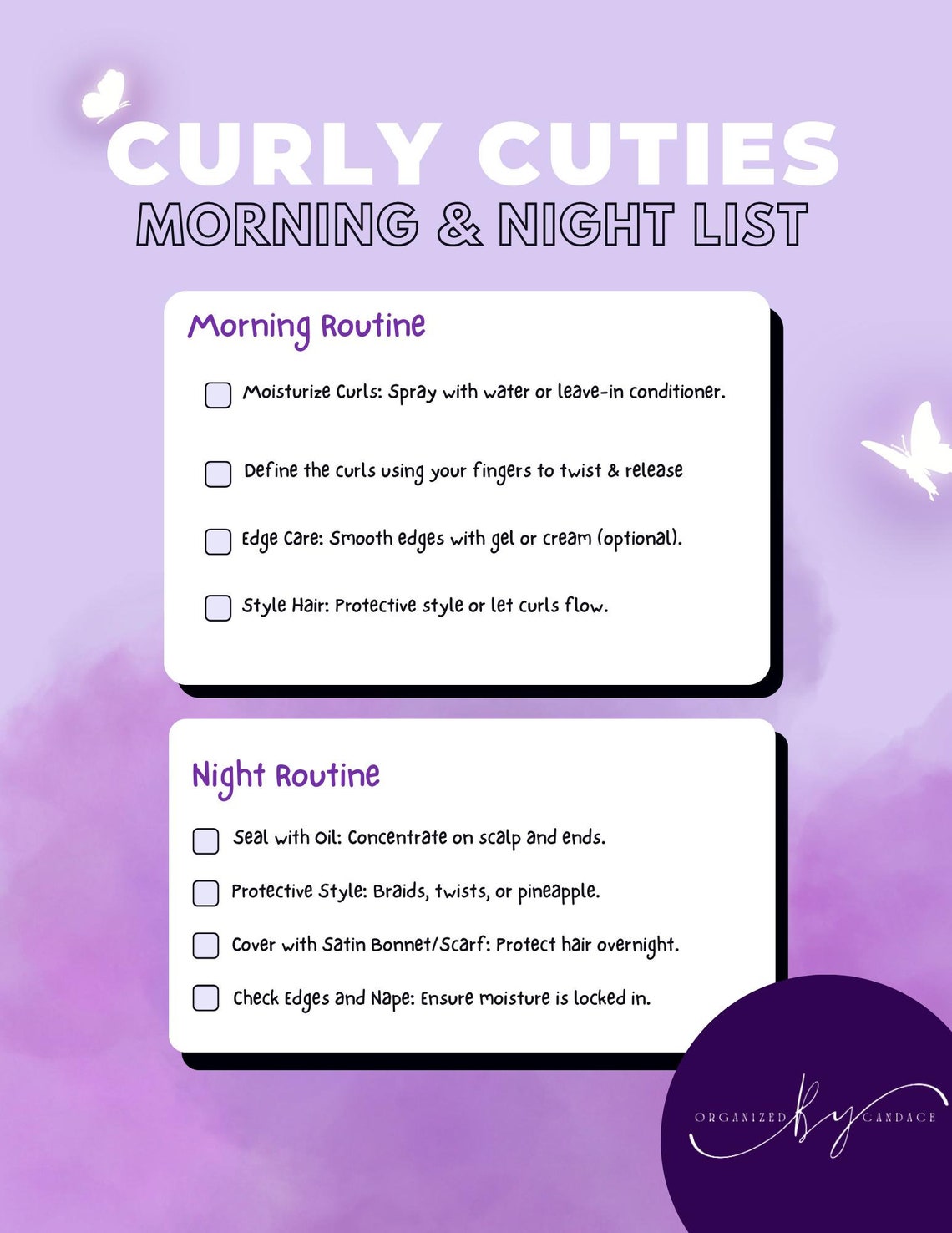 Easy Care Checklist for Curly Hair - Etsy